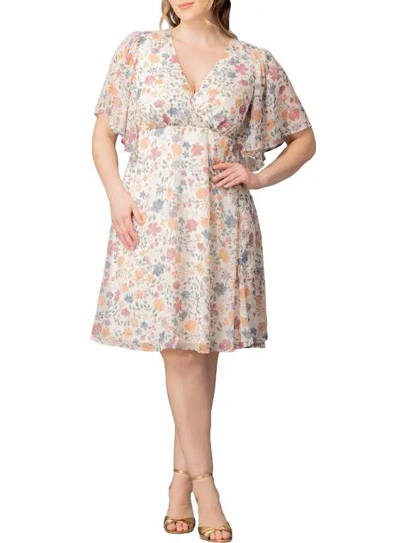 KIYONNA Florence Flutter Sleeve Dress - Pale Blossoms