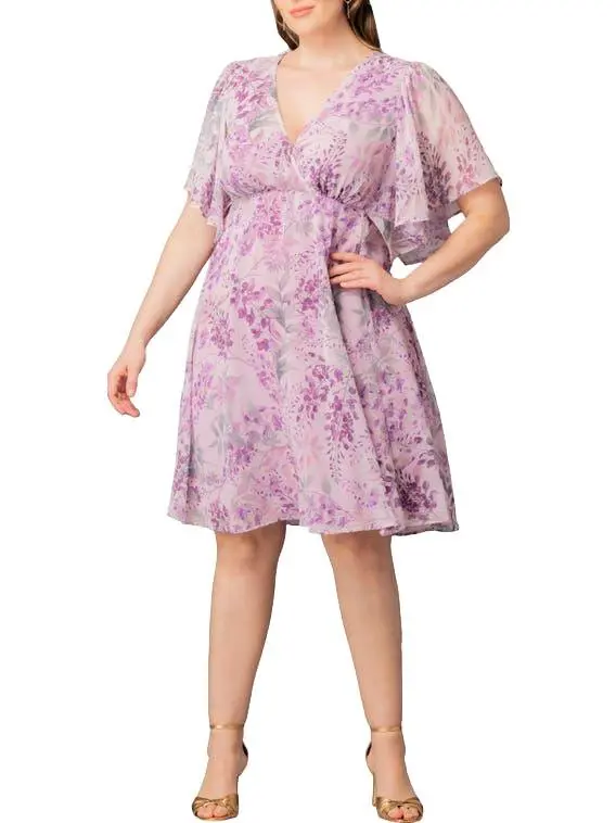 KIYONNA Florence Flutter Sleeve Dress - Wisteria Blooms