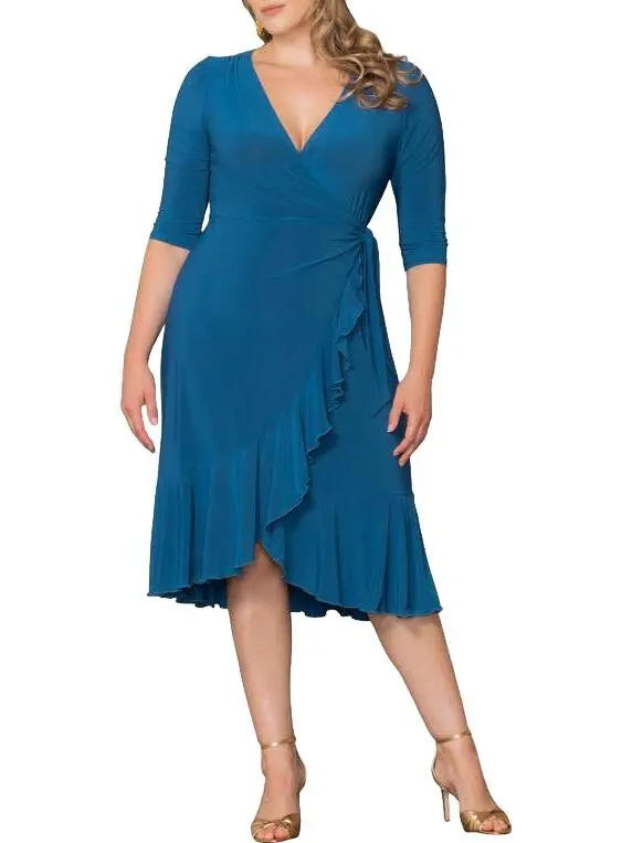 KIYONNA Whimsy Wrap Dress - Aegean Blue