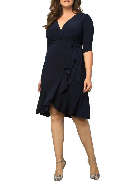 KIYONNA Whimsy Wrap Dress - Navy Blue