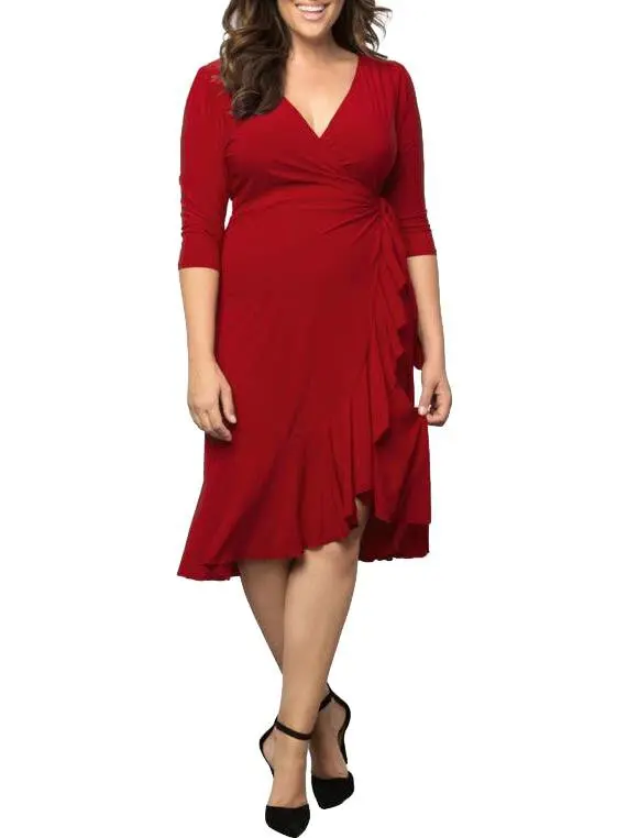 KIYONNA Whimsy Wrap Dress - Tomato Red