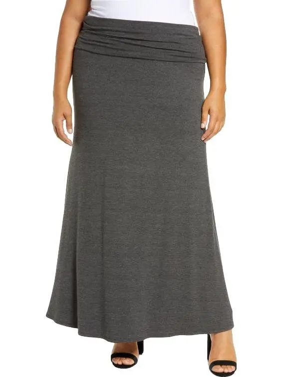 Loveappella Fold Over Maxi Skirt - Charcoal
