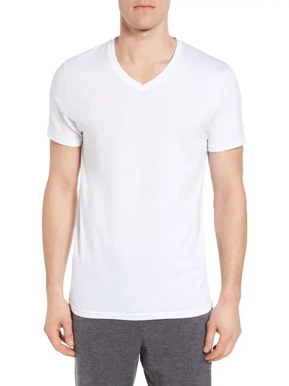 Nordstrom 4-pack Trim Fit Supima® Cotton V-neck T-shirts - White
