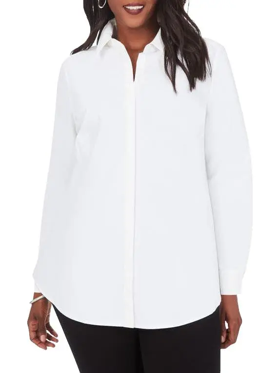 Foxcroft Cici Stretch Tunic Shirt - White