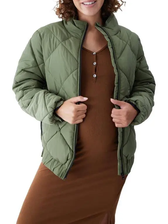 Ingrid & Isabel® Maternity Puffer Jacket - Olivine