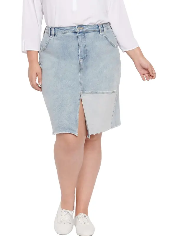 NYDJ Frayed Denim Pencil Skirt - Distructed Radiance Base