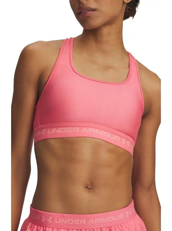 Under Armour Heatgear® Mid Cross Back Sports Bra - Bittersweet Pink//posh Pink