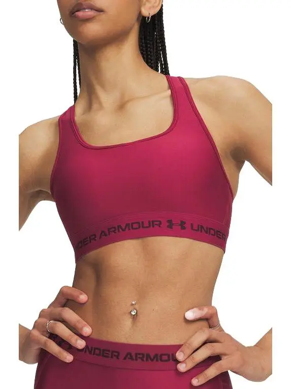 Under Armour Heatgear® Mid Cross Back Sports Bra - Claret