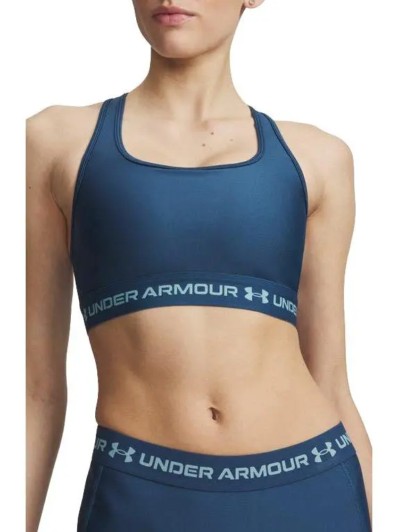 Under Armour Heatgear® Mid Cross Back Sports Bra - Wham Blue//blue Haze