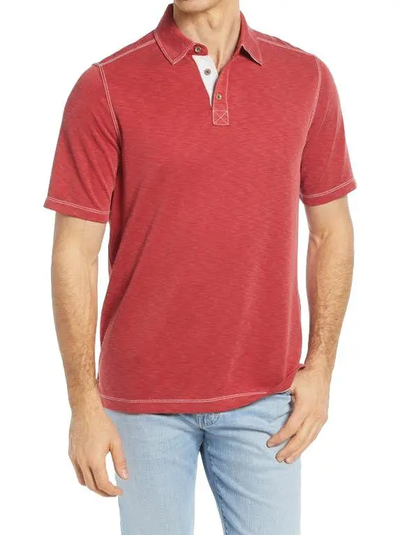 Johnston & Murphy Slub Polo - Red