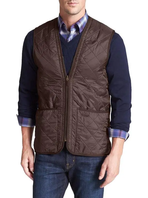 Barbour Polarquilt Relaxed Fit Zip-in Liner Waistcoat - Dark Brown