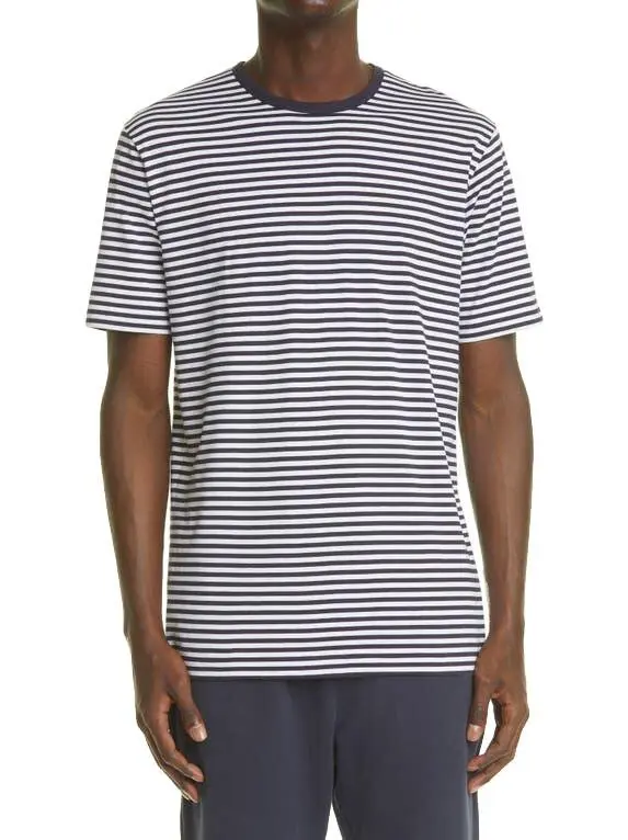 Sunspel Stripe T-shirt - White/navy