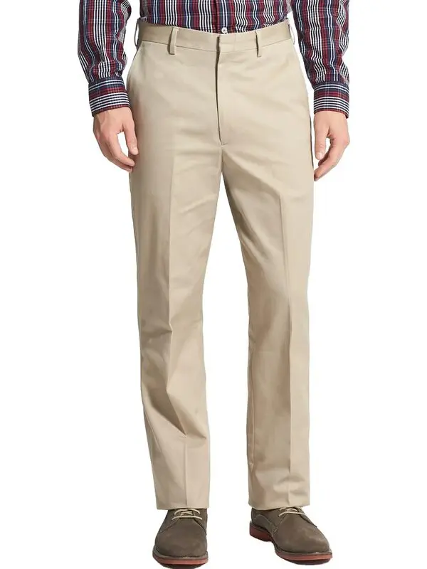 Berle Classic Fit Cotton Dress Pants - Khaki