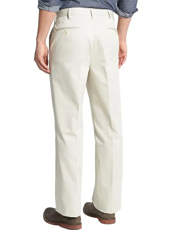 Berle Flat Front Classic Fit Cotton Dress Pants - Stone