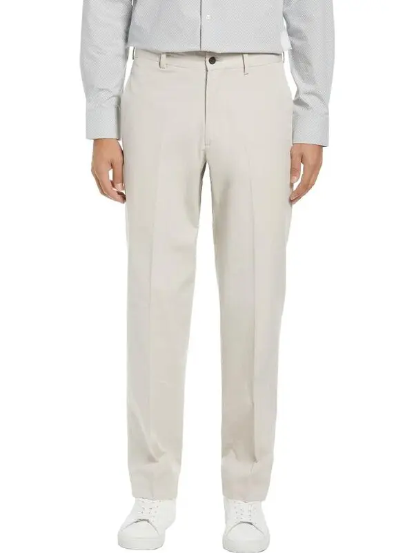 Berle Charleston Khakis Flat Front Cotton Poplin Dress Pants - Stone