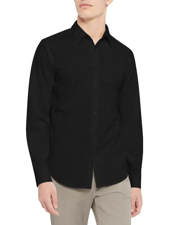 Theory Sylvain Nd Structure Knit Button-up Shirt - Black