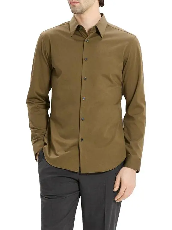 Theory Sylvain Nd Structure Knit Button-up Shirt - Duffle