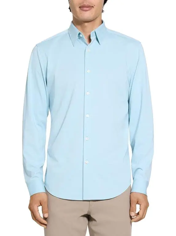 Theory Sylvain Nd Structure Knit Button-up Shirt - Light Ocean Air