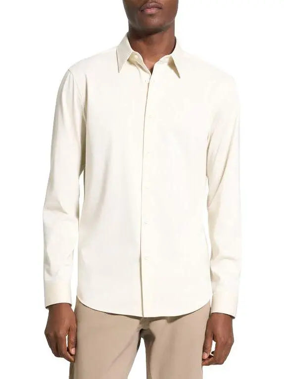 Theory Sylvain Nd Structure Knit Button-up Shirt - Oat Milk