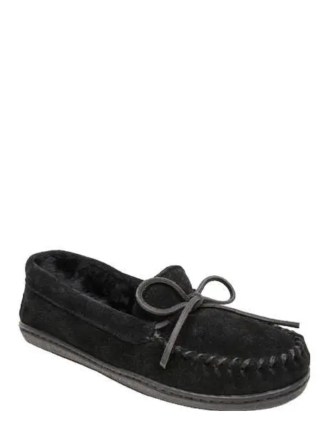 Minnetonka Genuine Shearling Lined Driving Shoe - Black