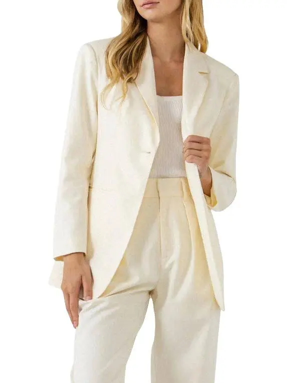 Endless Rose Oversized Single Breasted Blazer - Ivory