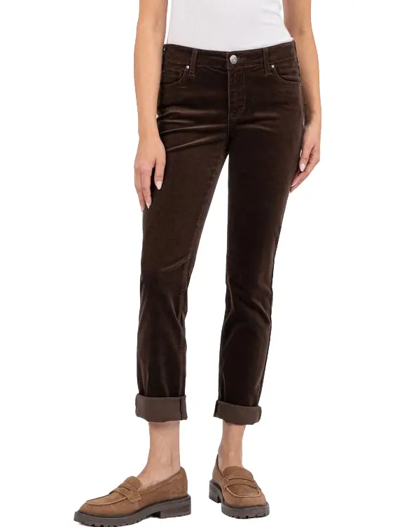 Kut From The Kloth Catherine Stretch Cotton Corduroy Boyfriend Pants - Brownie