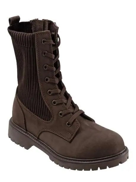 BUENO Stella Lace-up Bootie - Brown Nubuck