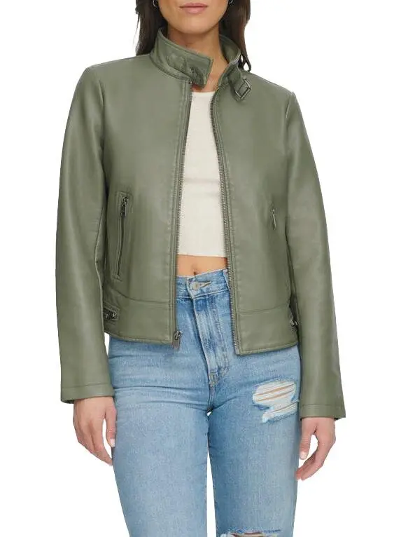 LEVI'S Faux Leather Racer Jacket - Sage