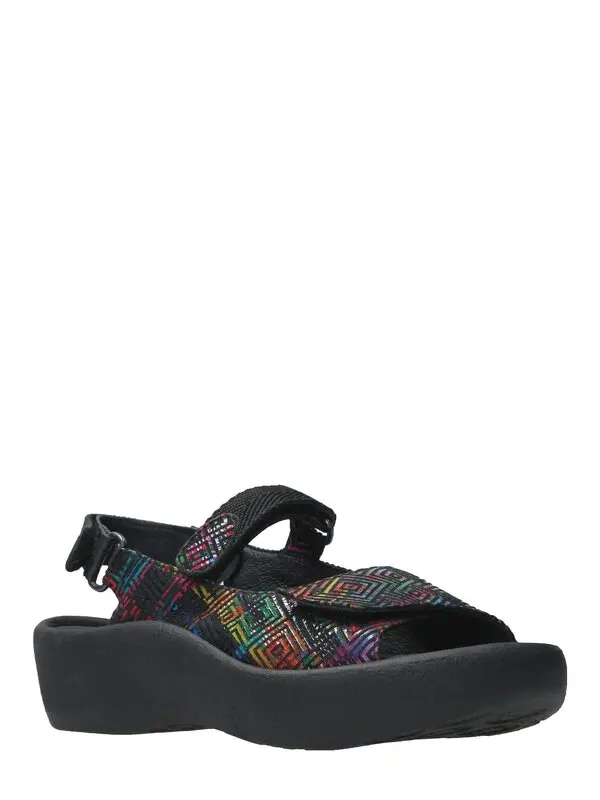 WOLKY Jewel Sandal - Black Multi Printed Leather