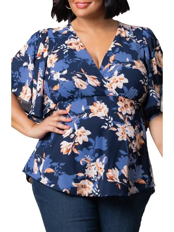 KIYONNA Seaside Serenade Top - Blue Blossom Bliss