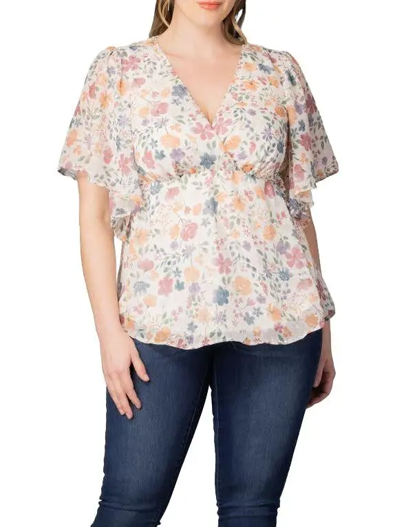 KIYONNA Seaside Serenade Top - Pale Blossoms