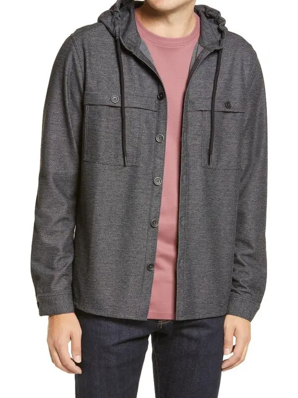 Robert Barakett Banya Hooded Shirt Jacket - Charcoal