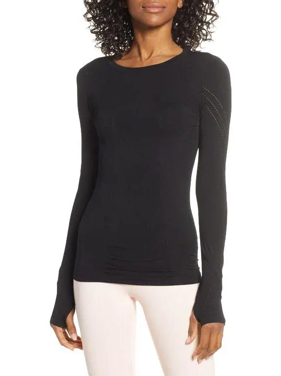 Blanc Noir Magnetic Mesh Inset Top - Black
