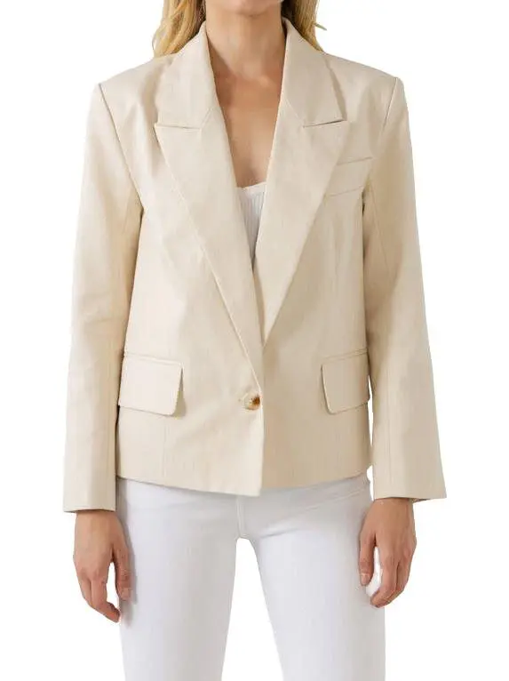 English Factory One-button Cotton Blazer - Beige