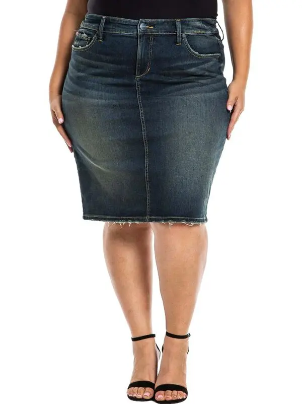SLINK JEANS Denim Pencil Skirt - Roselyn