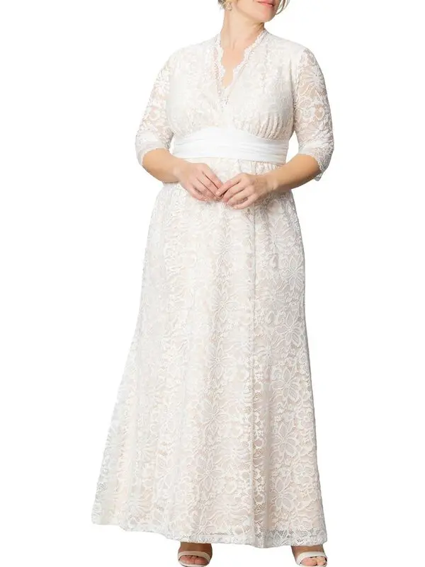 KIYONNA Amour Lace Gown - Ivory Lace/ Nude Lining
