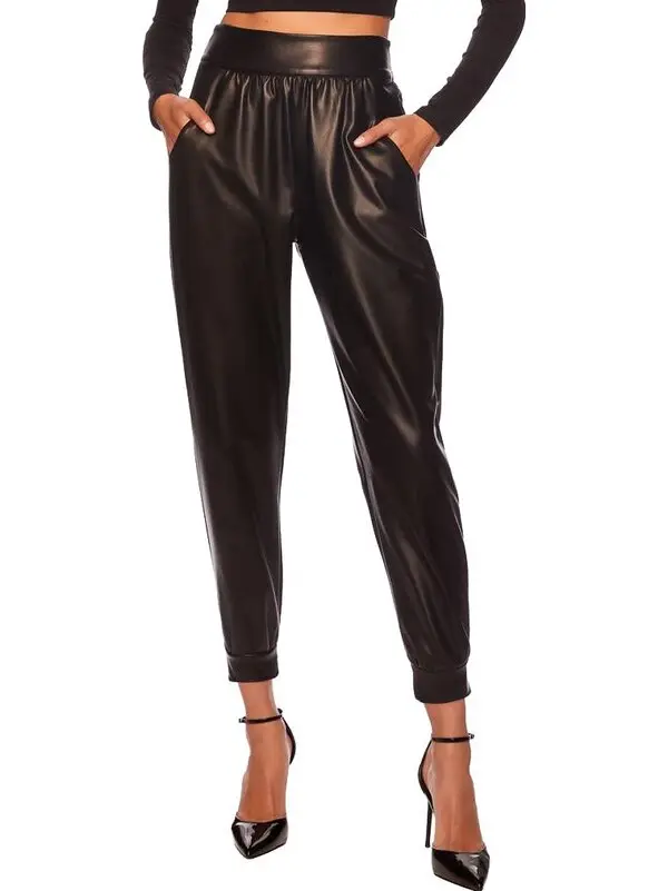 Susana Monaco Faux Leather Jogger - Black