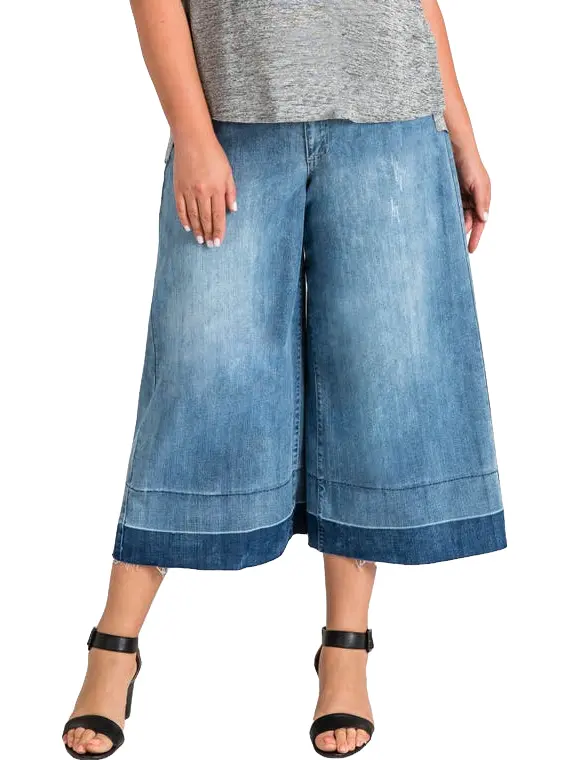STANDARDS & PRACTICES Release Hem Denim Culottes - Spruce