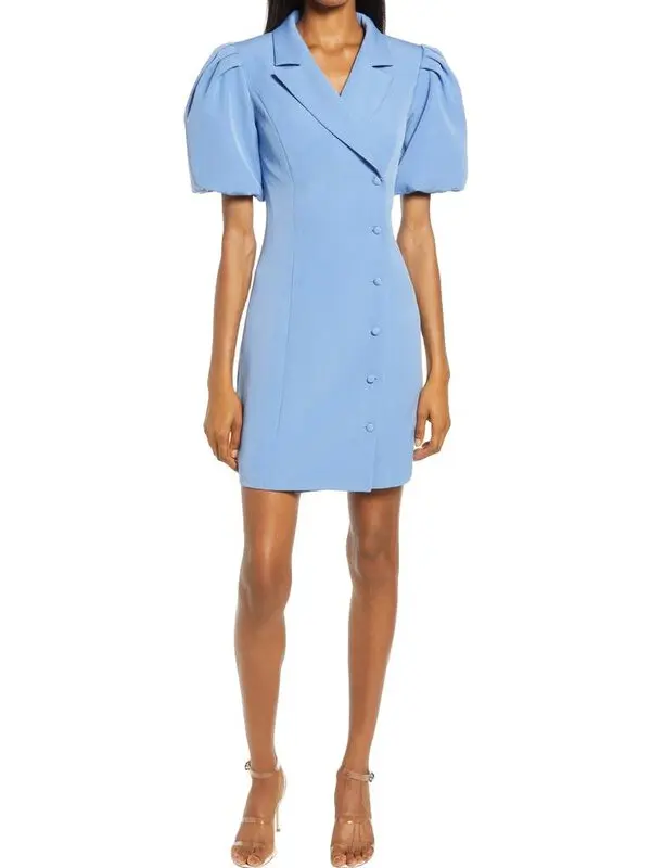 CHI CHI LONDON Puff Sleeve Blazer Minidress - Blue