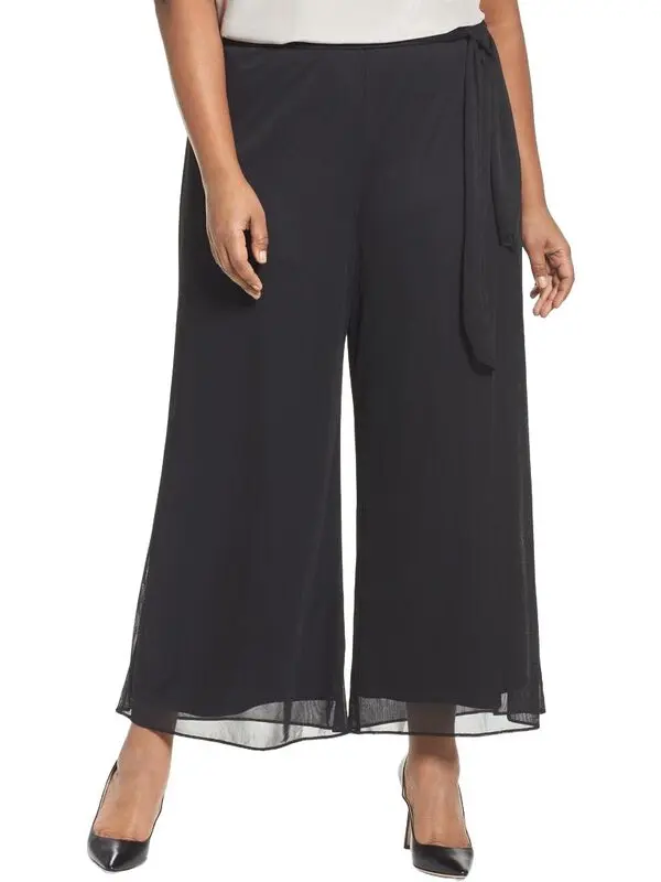 Alex Evenings High-rise Wide Leg Pants - Black