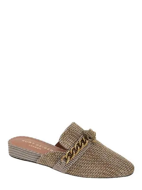 Kurt Geiger Chelsea Loafer Mule - Dark Beige Fabric