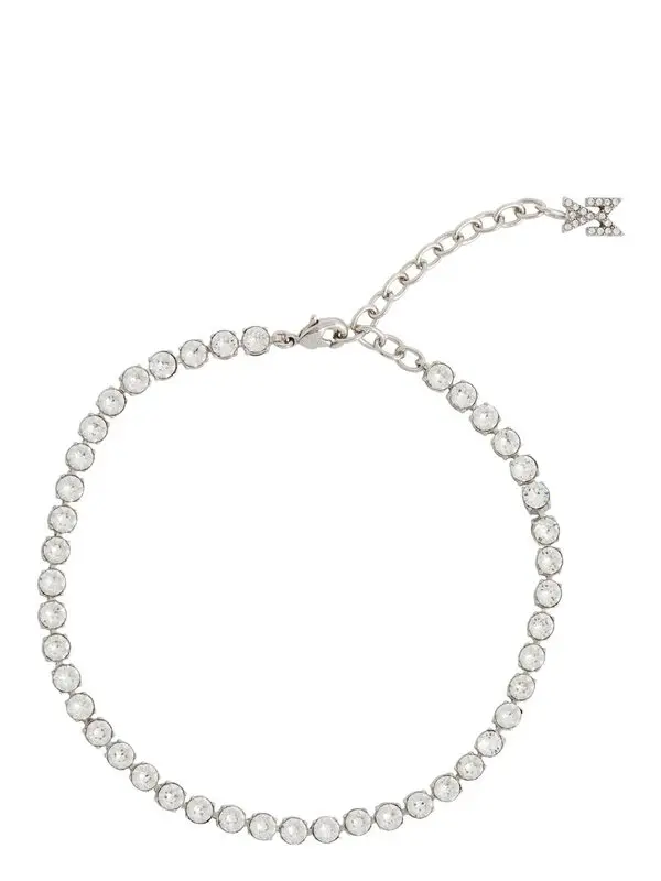 Amina Muaddi Tennis Crystal Anklet - Silver