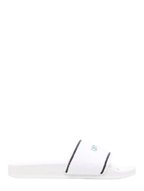 Off-White Logo Embroidered Slides - White
