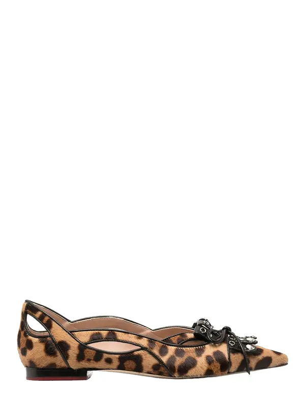 SCAROSSO Leopard Print Ballerinas - Brown