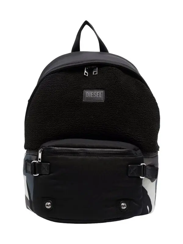 DIESEL® Logo Patch Panelled Backpack - Black