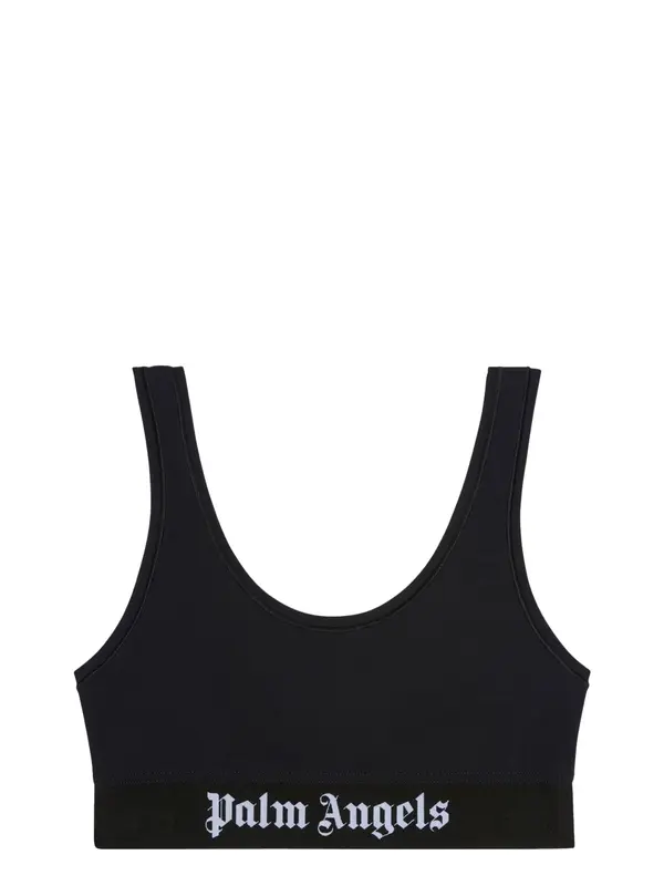 Palm Angels Logo Print Sports Bra - Black