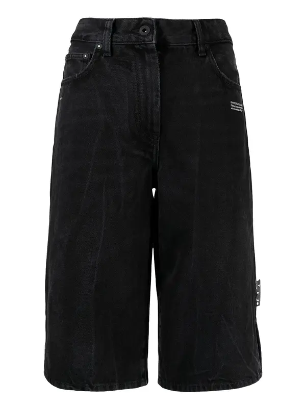 Off-White Logo-print Knee-length Shorts - Black