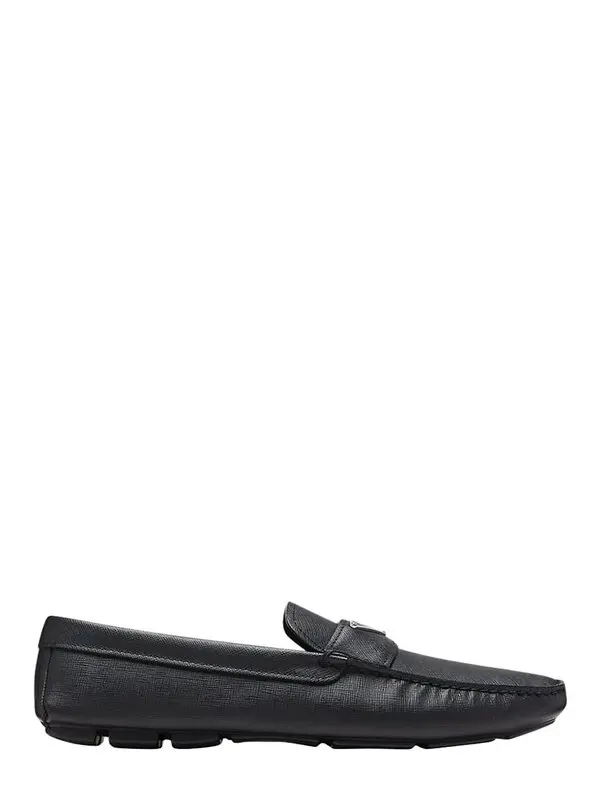 Prada Triangle Logo Leather Drivers - Nero