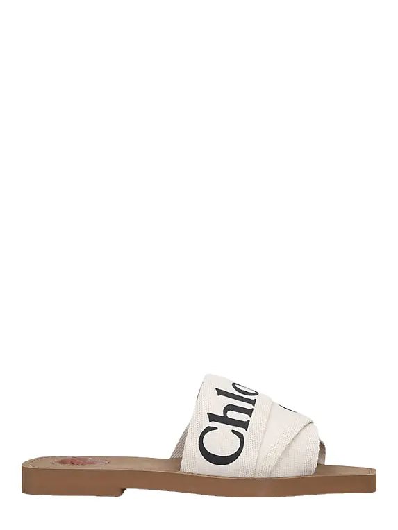 Chloé Woody Logo-print Canvas Sandals - White