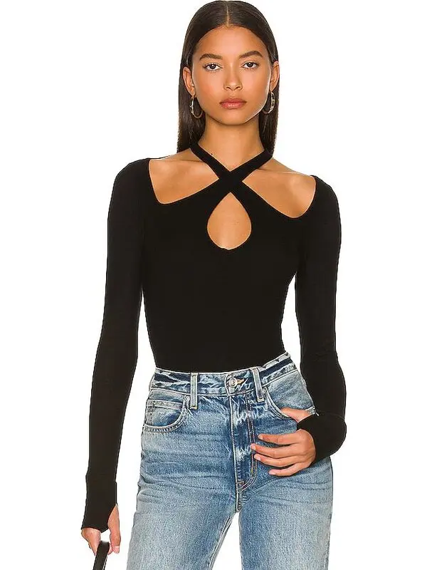 Michael Lauren Gael Long Sleeve Top - Black